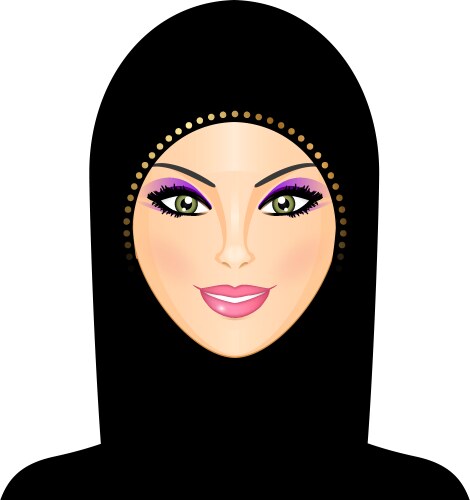 Beautiful face of arabic muslim woman in hijab Vector Image