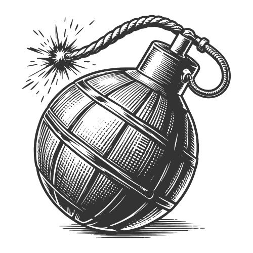 Nuclear bomb explosion engraving Royalty Free Vector Image