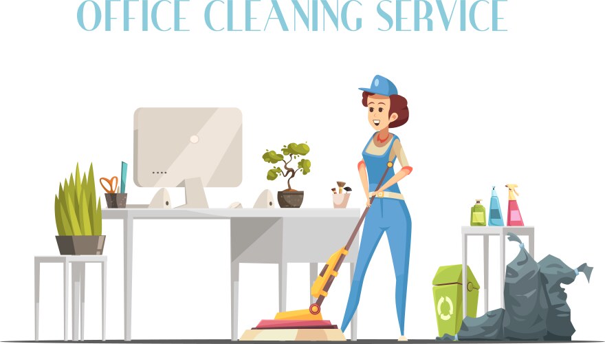 Office cleaning service washing machine Royalty Free Vector