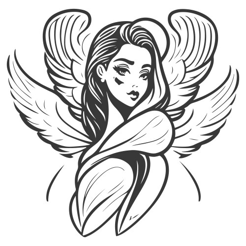Angel beauty girl grey Royalty Free Vector Image