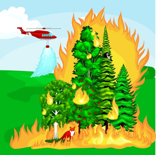 Forest fire cartoon Royalty Free Vector Image - VectorStock