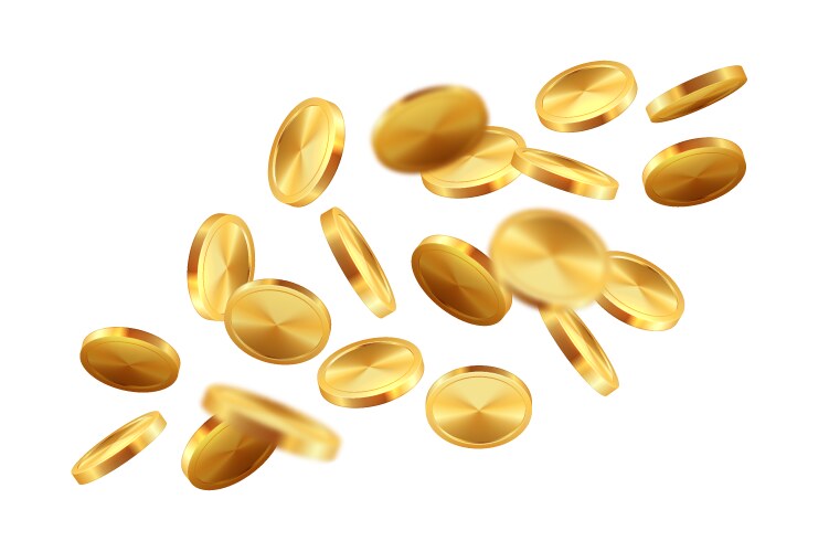 Golden coins realistic jackpot money rain lottery Vector Image