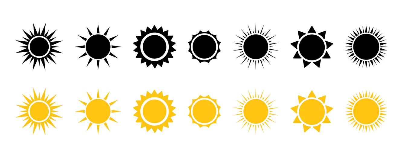 Sun icon for graphic design projects summer sun Vector Image