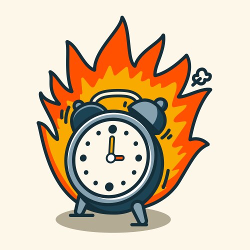Burning clock no 02 Royalty Free Vector Image - VectorStock