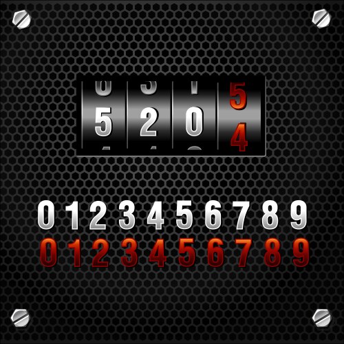 Countdown timer white color mechanical scoreboard Vector Image