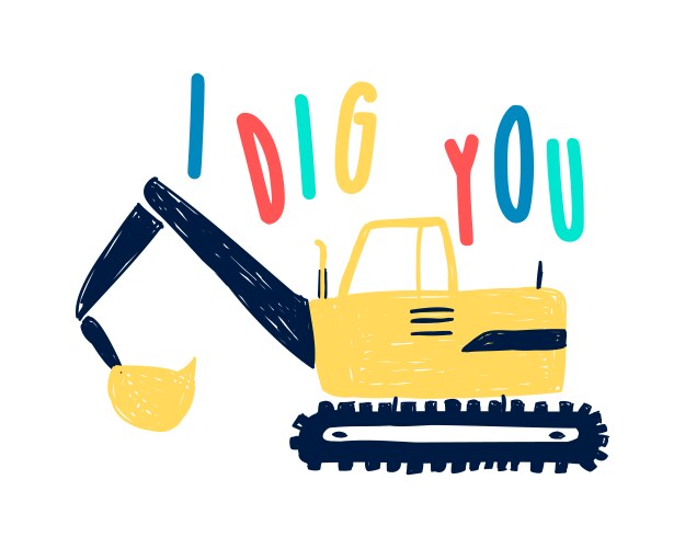 Hand drawing cute digger Royalty Free Vector Image
