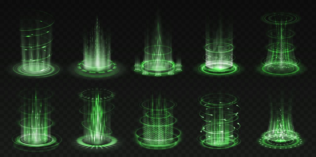 Opening of teleport podium realistic Royalty Free Vector