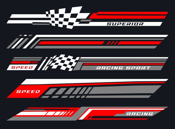 Racing sport colorful set stickers Royalty Free Vector Image