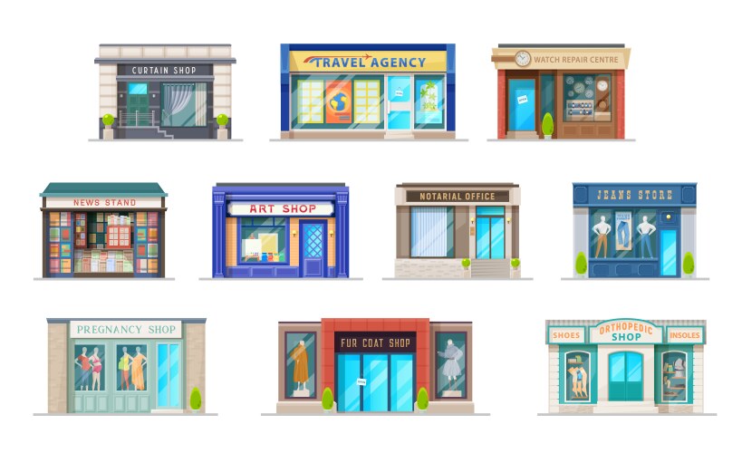 Facade of building with opened windows and people Vector Image