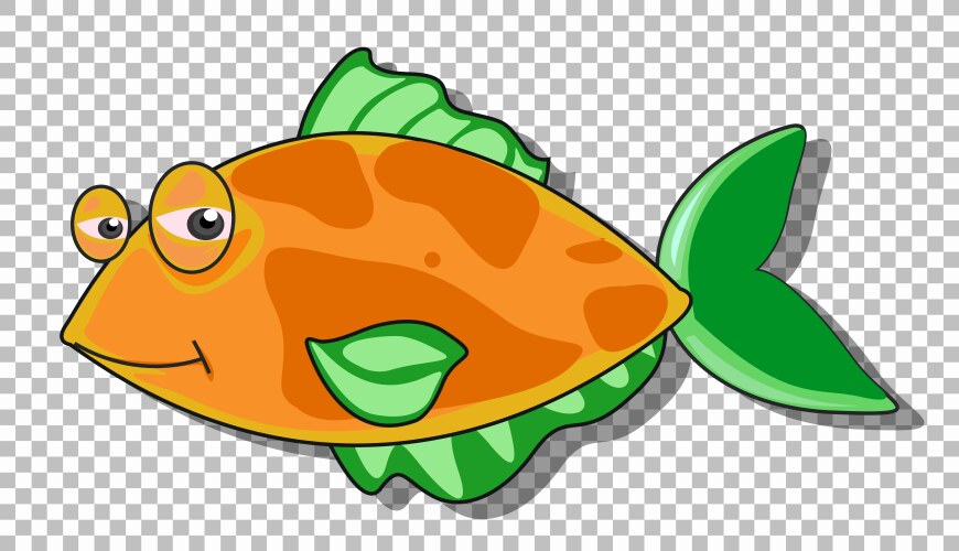 A fish cartoon character isolated on transparent Vector Image