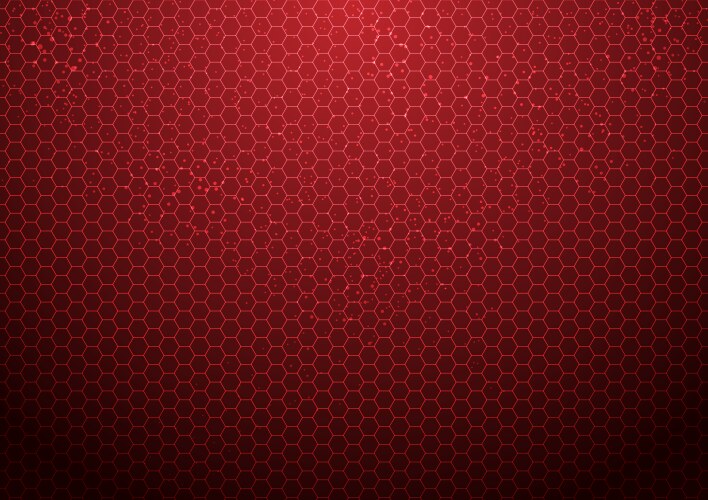 Abstract black hexagon pattern on red neon Vector Image