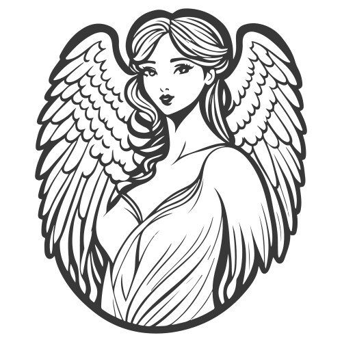 Angel beauty girl grey Royalty Free Vector Image