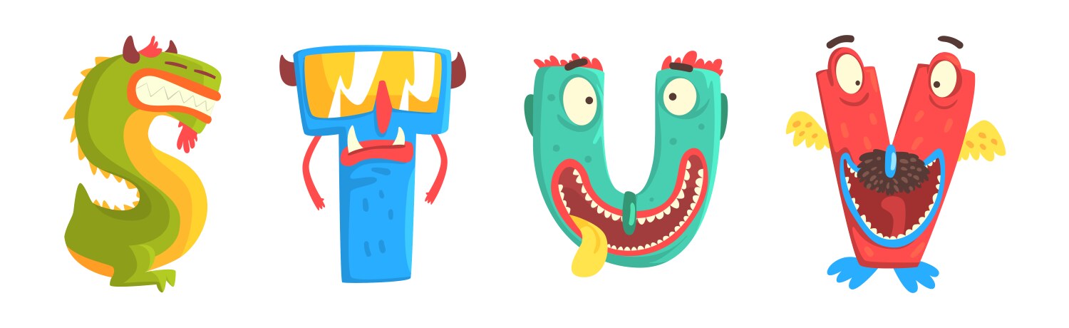 Funny monster alphabet text letter character Vector Image