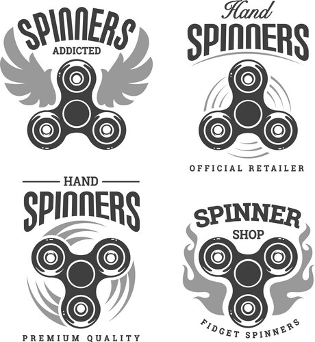 Vintage popular spinner labels set Royalty Free Vector Image