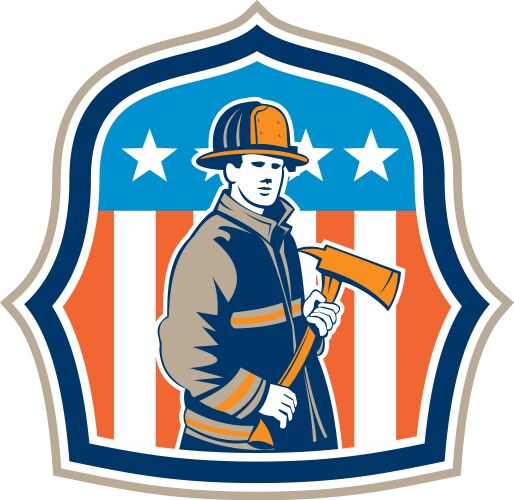 Fireman shield flag - american firefighter Vector Image