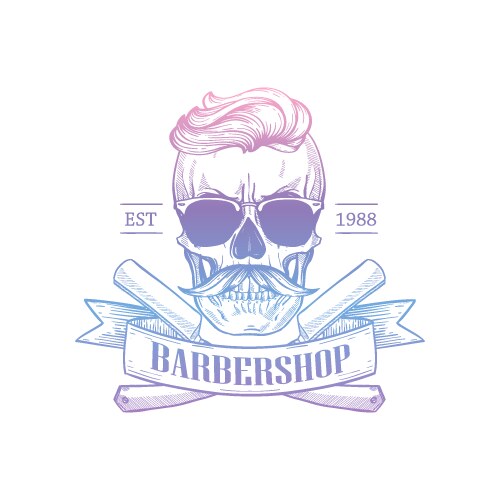 Barbershop logo with dangerous razor Royalty Free Vector