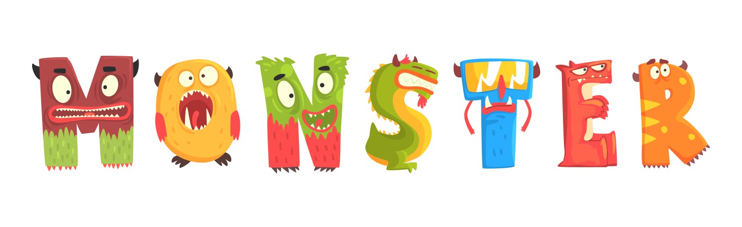 Funny monster alphabet text letter character Vector Image