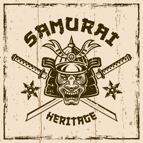 Samurai emblem badge label in two styles Vector Image