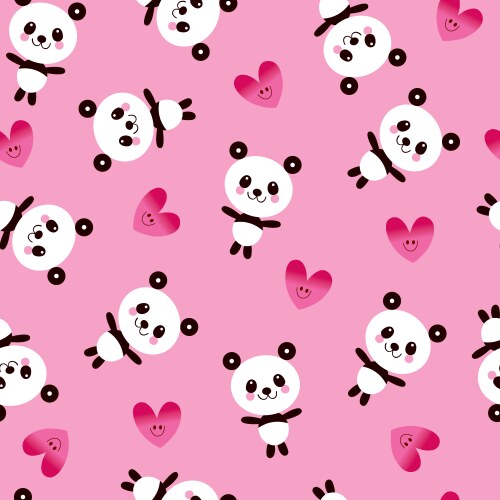 Panda bear with flowers seamless pattern Vector Image