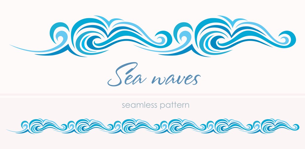Marine seamless pattern with stylized blue waves Vector Image