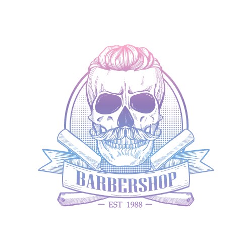 Barbershop logo with dangerous razor Royalty Free Vector