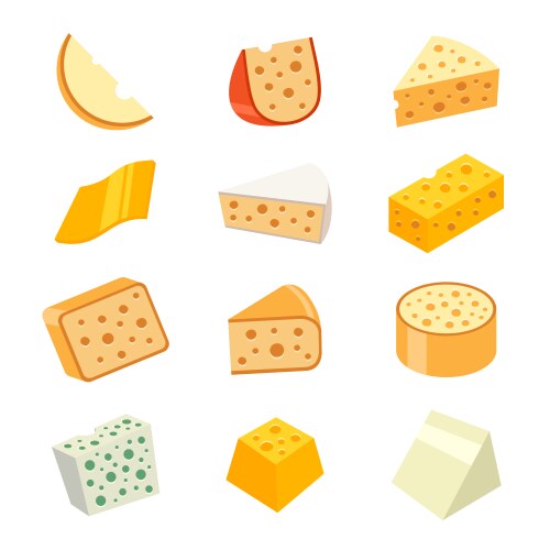 Cheese set Royalty Free Vector Image - VectorStock