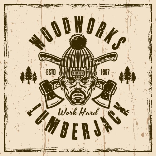 Vintage hipster lumberjack emblem Royalty Free Vector Image