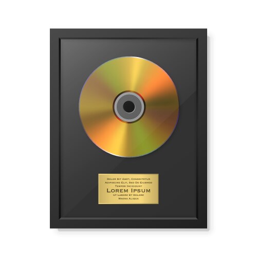 Realistic 3d yellow golden cd label Royalty Free Vector