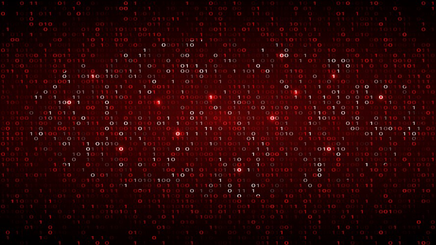 Tech binary code red background with lock Vector Image