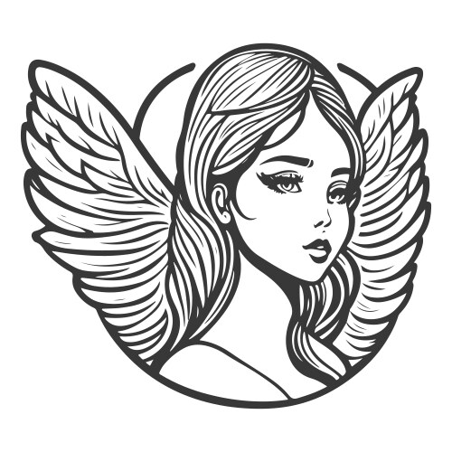 Angel beauty girl grey Royalty Free Vector Image