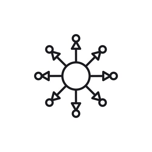 Centralized icon set enterprise data hub symbol Vector Image