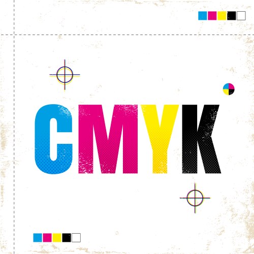 Cmyk print service composition Royalty Free Vector Image