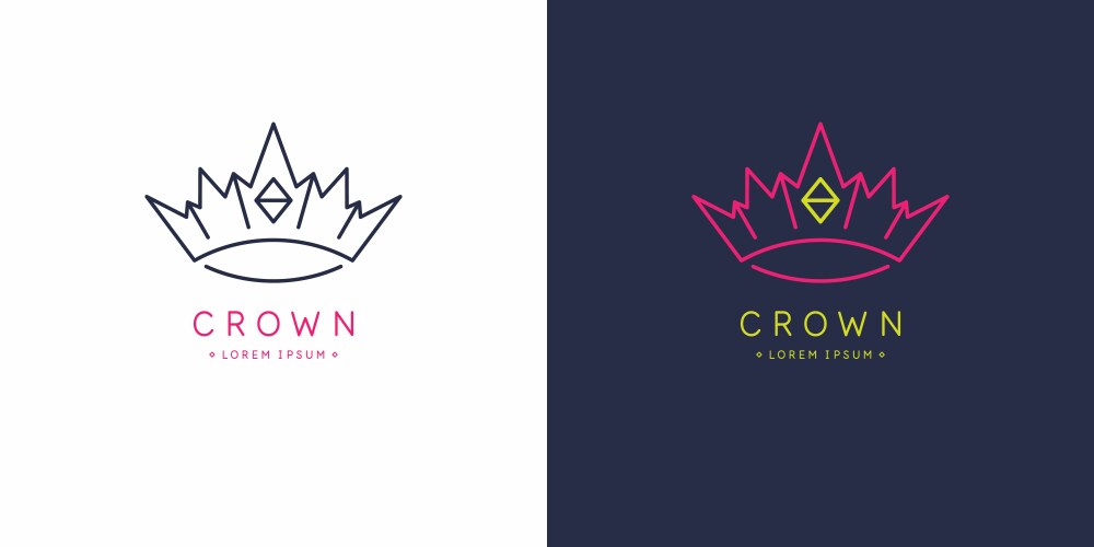 Original linear image crown isolated Royalty Free Vector