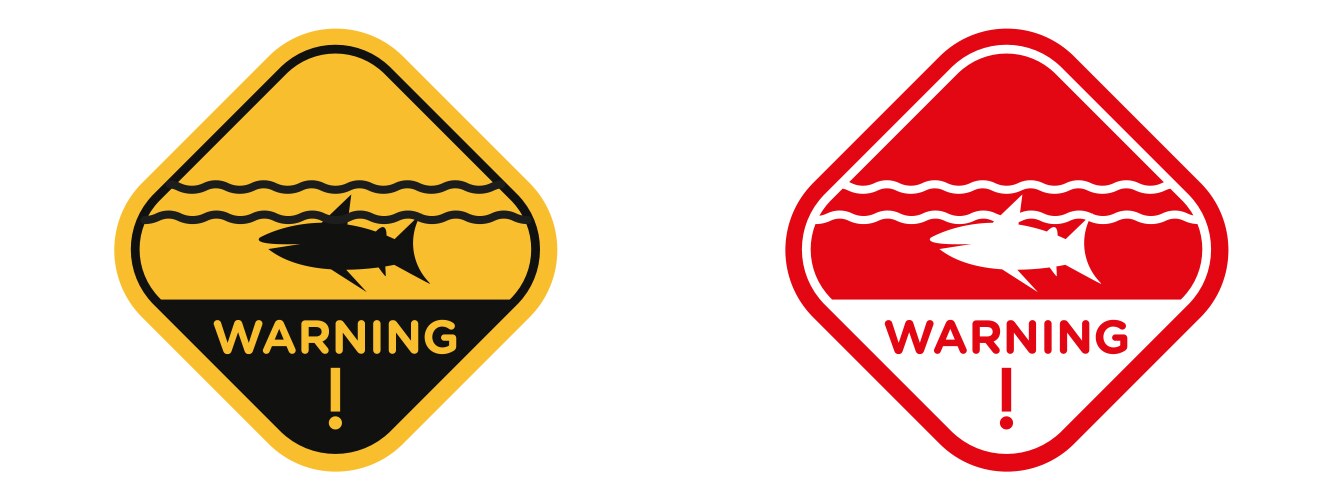 Shark hazard warning indicating dangerous marine Vector Image