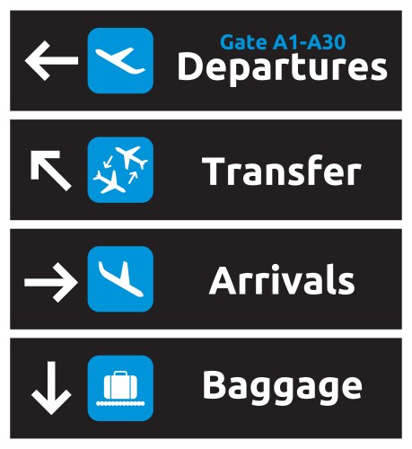Airport signs Royalty Free Vector Image - VectorStock