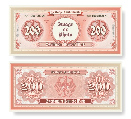 Banknote in german 20 marks Royalty Free Vector Image