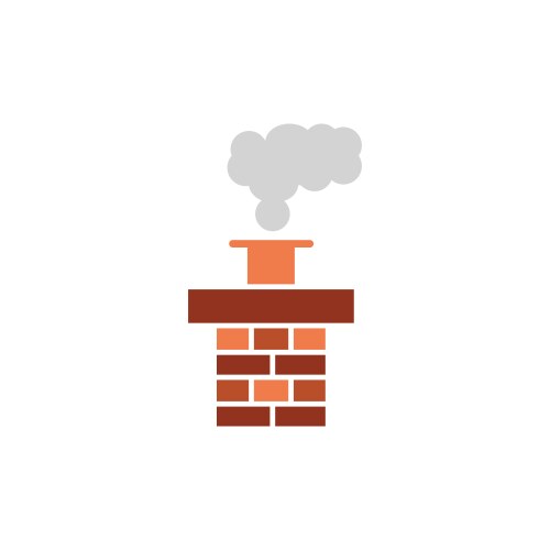 Chimney smoke icon set brick house fireplace Vector Image