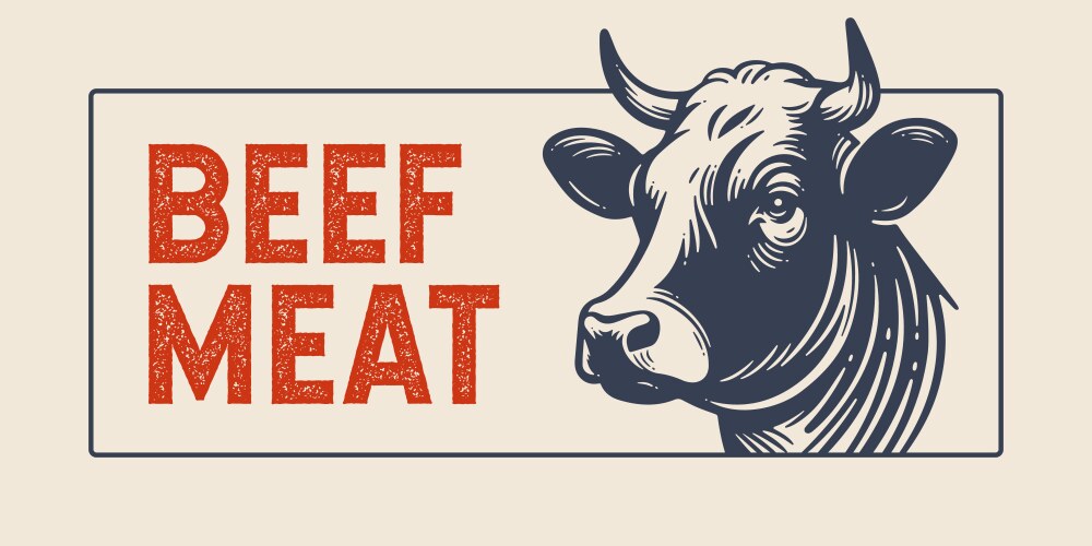 Cow silhouette vintage retro print Royalty Free Vector Image