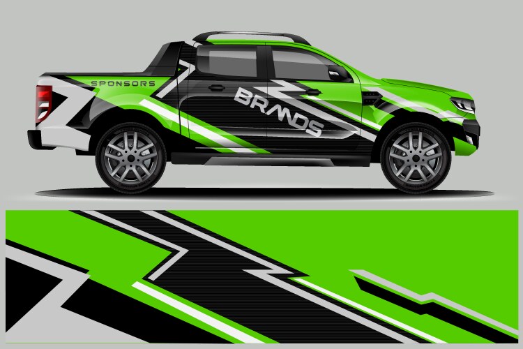 Double cabin truck wrap design sticker Royalty Free Vector