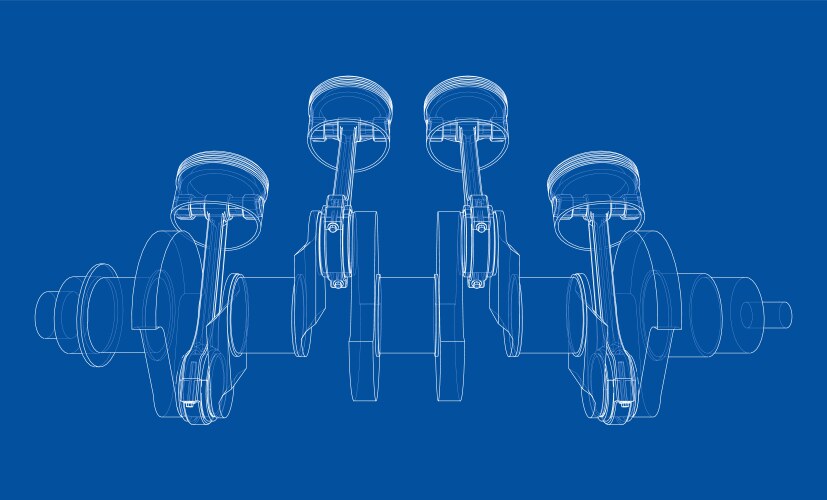 Engine pistons on a crankshaft isometric Vector Image