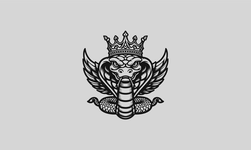 Head skull and king cobra outline design Vector Image