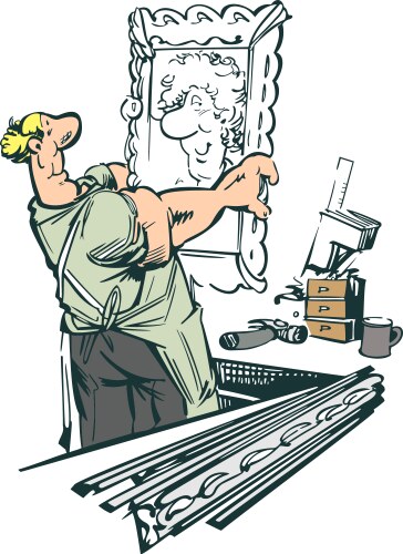 Painter holding canvas cartoon character Vector Image