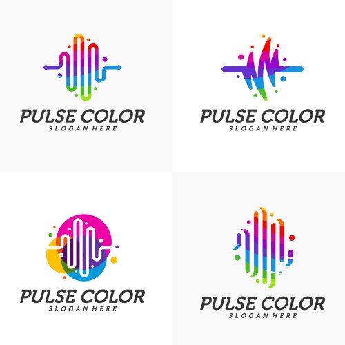 Set colorful pulse logo minimalist Royalty Free Vector Image