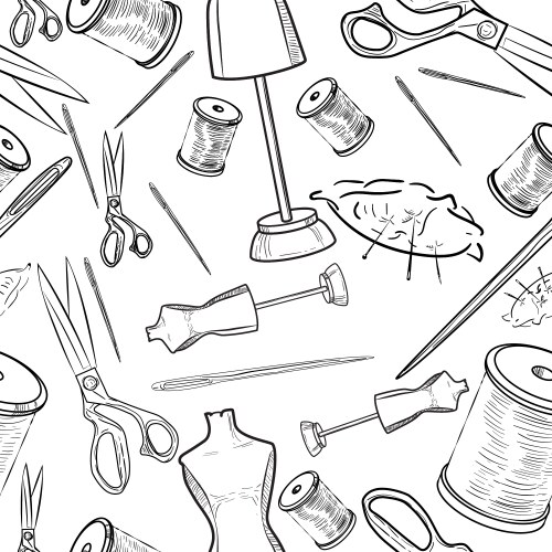 Sewing pattern background Royalty Free Vector Image