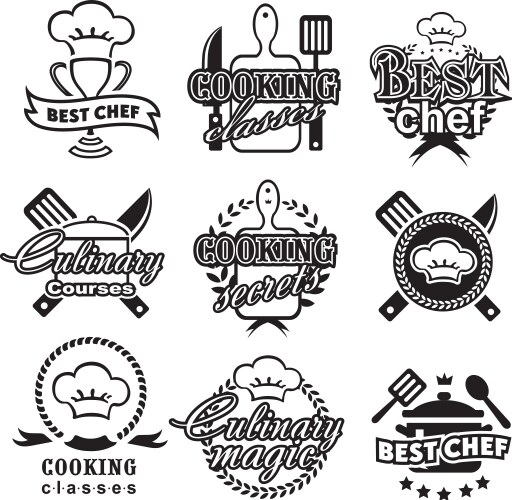 Home cooking logo kitchen badges Royalty Free Vector Image