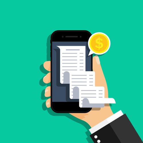 Smartphone receipt bill billing check online Vector Image