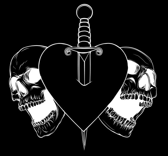 Hand devils skull and heart Royalty Free Vector Image