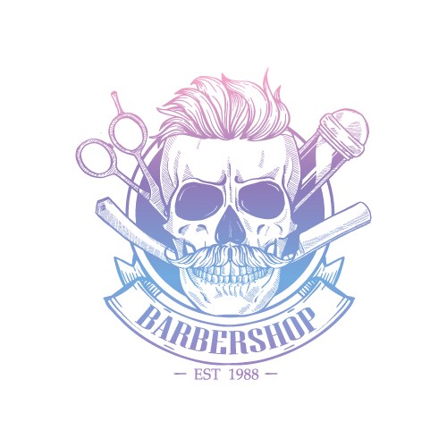 Barbershop logo with dangerous razor Royalty Free Vector