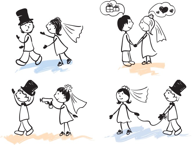 Cartoon Wedding Couple Vector Images (over 26,000)