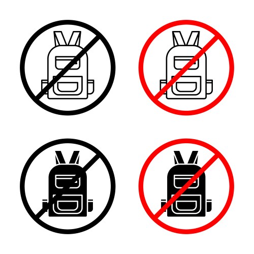 No backpacks allowed sign icon set prohibition Vector Image